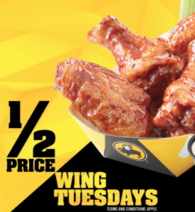 Buffalo Wild Wings: Half Price Wing Tuesdays | FreebieShark.com