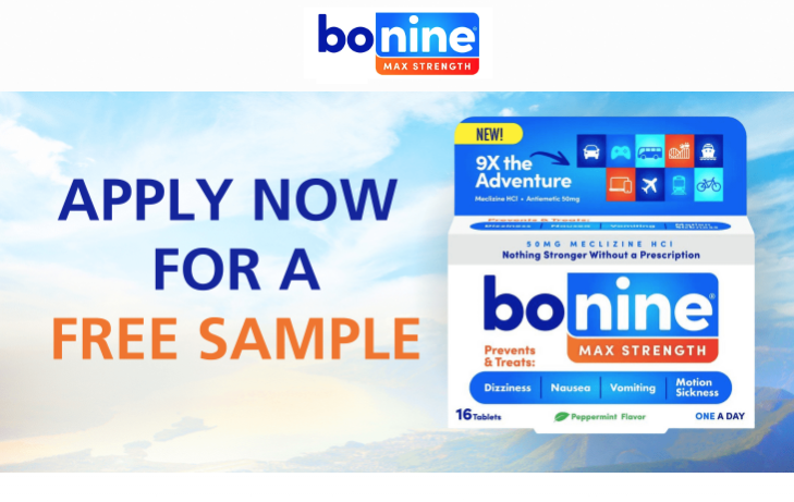 Possible FREE Bonine Max Strength Motion Sickness Tablets Product Testing
