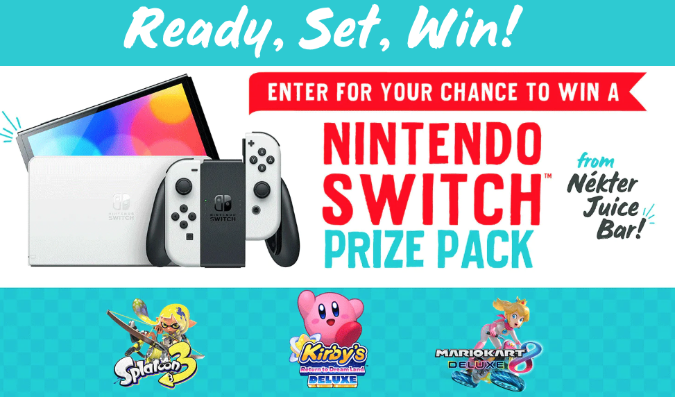 Nekter Juice Bar Nintendo Switch Sweepstakes (25 Winners) | FreebieShark.com