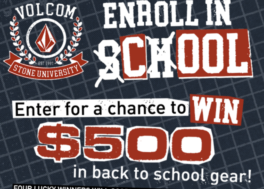 Volcom Back to School Sweepstakes (4 Winners) | FreebieShark.com