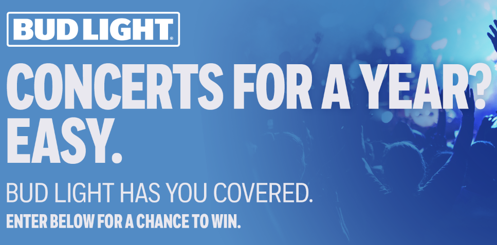 Bud Light Concerts for a Year Sweepstakes (5 Winners) | FreebieShark.com