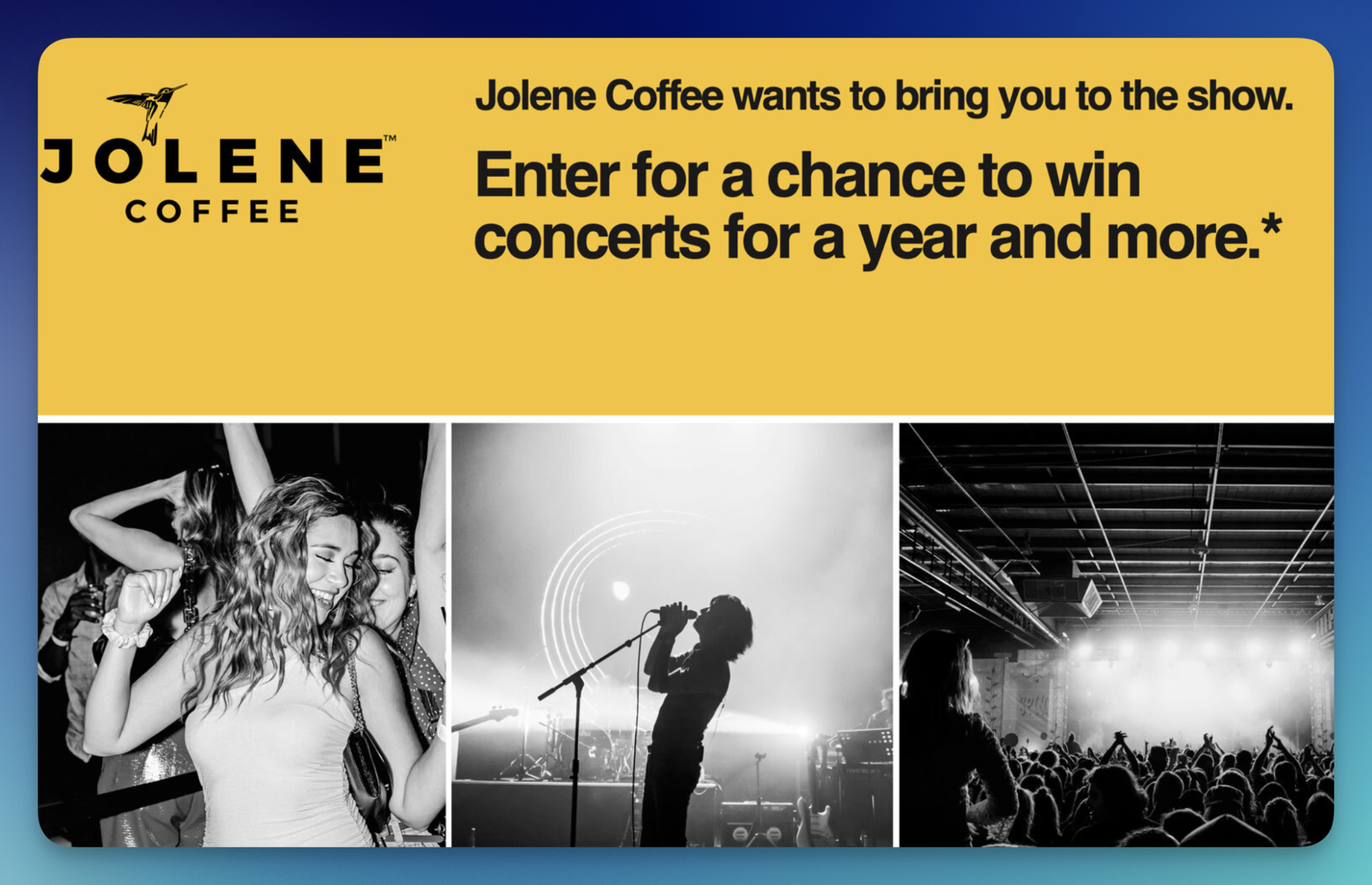 Jolene Coffee Concerts Sweepstakes (200 Winners) | FreebieShark.com